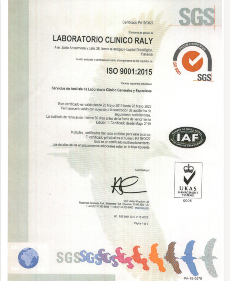 Certificaciones | Laboratorio Clínico RALY